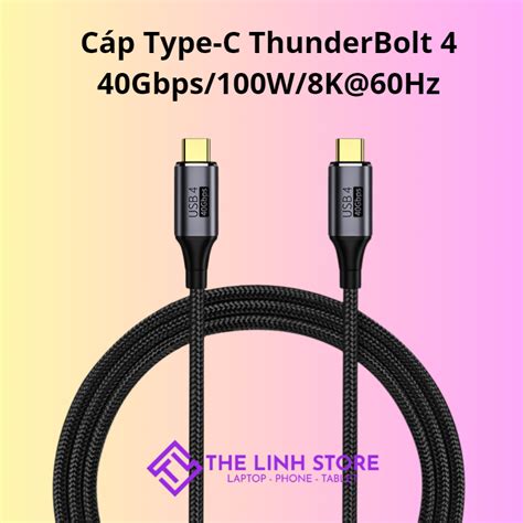Type C Thunderbolt 4 Cable Supports 60hz 40gbps 100w Fast Charging