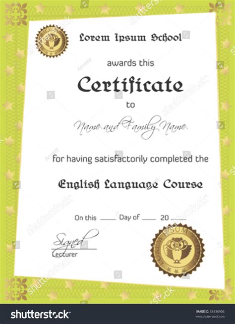 Vector Language School Certificate Stock Vector Royalty Free 58336906 Shutterstock