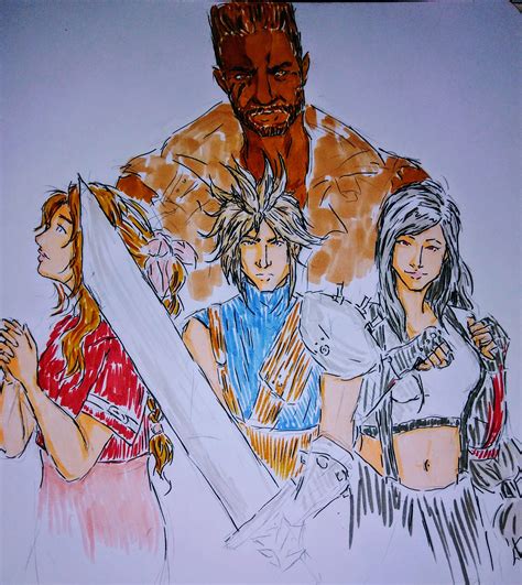 Cloud And Tifa Drawing
