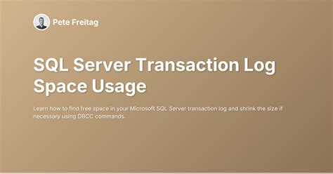 Sql Server Transaction Log Space Usage