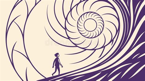 Small Person In Spiral Introspection And Journey Concept Vector Design Generative Ai Stock