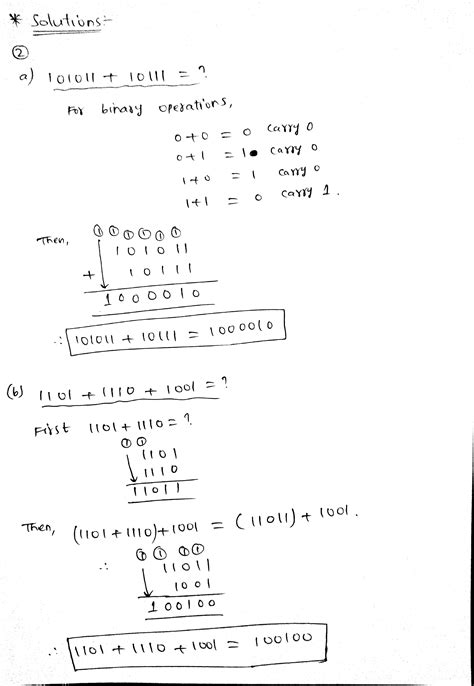 Solved 2 Perform The Following Binary Arithmetic Operations Showing All Course Hero