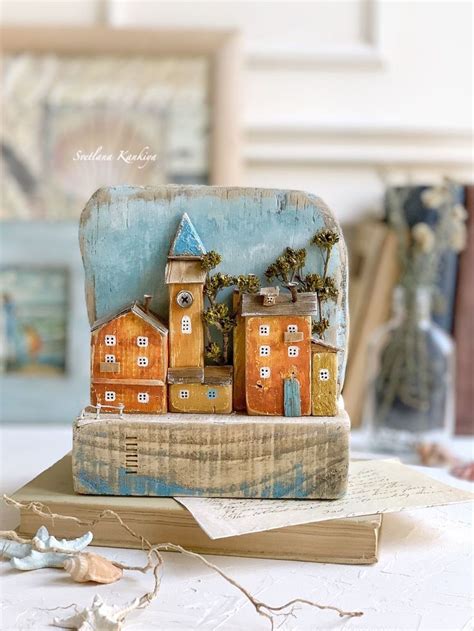 Композиция для интерьера Зима Лето домики дрифтвуд в интернет магазине на Ярмарке Мастеров