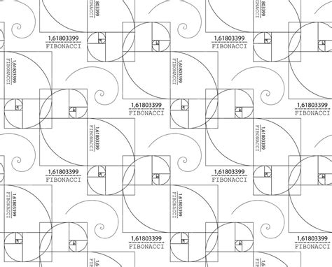 Premium Vector Seamless Pattern Of Fibonacci Sequence Spirals Golden Ratio Geometric Shapes