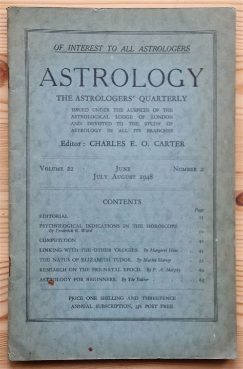 Astrology The Astrologers Quarterly Volume 22 Number 2 June August