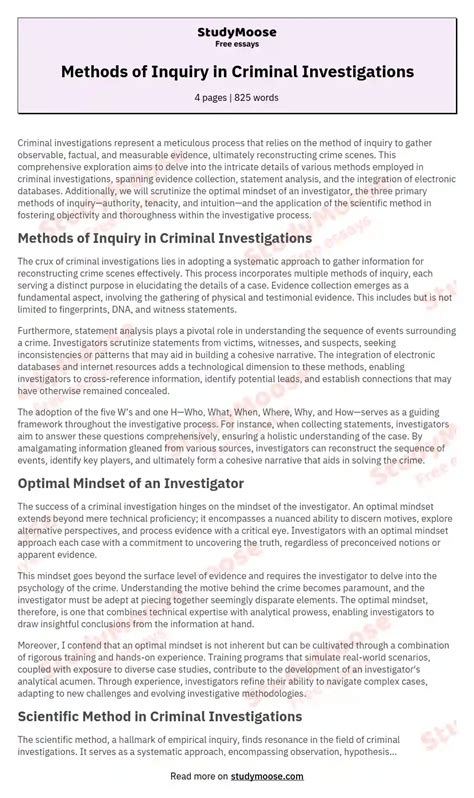 Method Of Inquiry Paper Examples And Free Essay Example