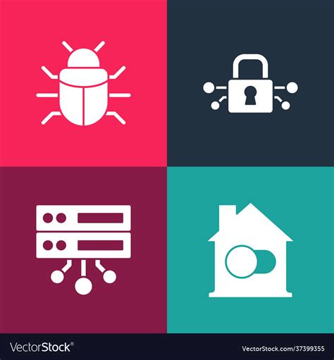 Set Pop Art Smart Home Server Data Web Hosting Vector Image