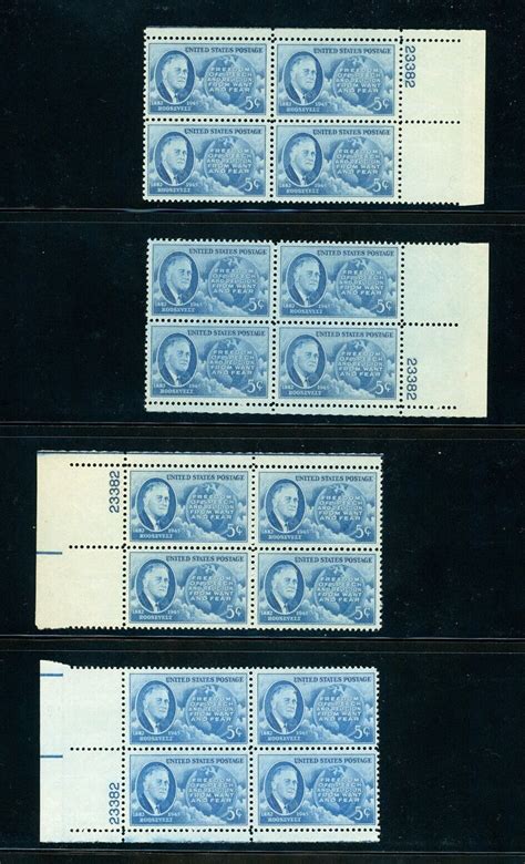 Us Stamp 933 Franklin D Roosevelt 5c 4 Corner Block Plates 23382 Mnh United States