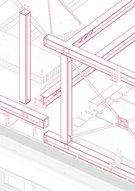 Exploded Axonometry Architectural Detail Construction Facade In 2025 Architecture Illustration