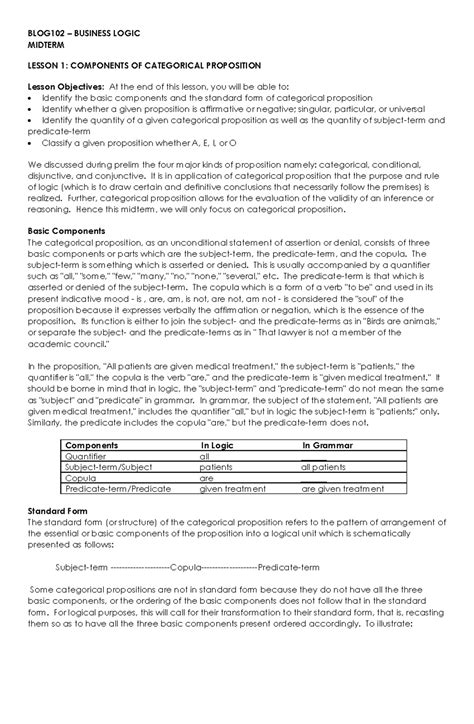 Blog102 Midterm Lesson 1 Blog102 Business Logic Midterm Lesson 1 Components Of Categorical