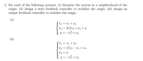 For Nonlinear Dynamical System Find A State Feedback Chegg