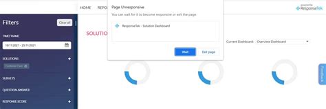 cannot access the solution dashboard responsetek