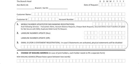 Axis Bank Customer Request Pdf Form Formspal