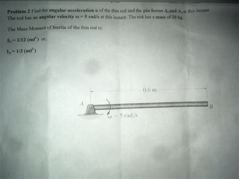 Solved Find The Angular Acceleration Alpha Of The Thin Rod Chegg