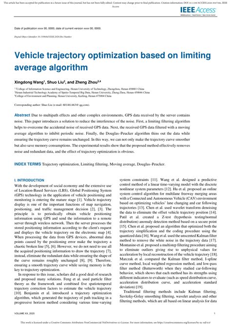 Pdf Vehicle Trajectory Optimization Based On Limiting Average Algorithm