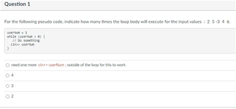 Solved For The Following Pseudo Code Indicate How Many Chegg