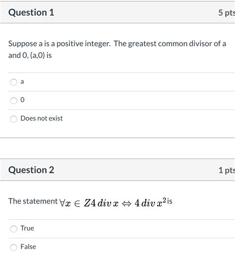 solved question 1 5 pts suppose a is a positive integer the