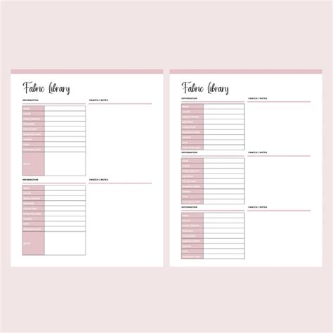 Printable Fabric Library Instant Download Pdf A4 And Us Letter Plan Print Land