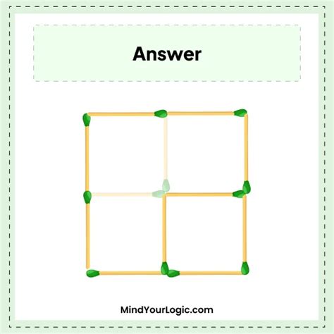 Remove 2 Matchsticks To Create 2 Squares Matchstick Riddles