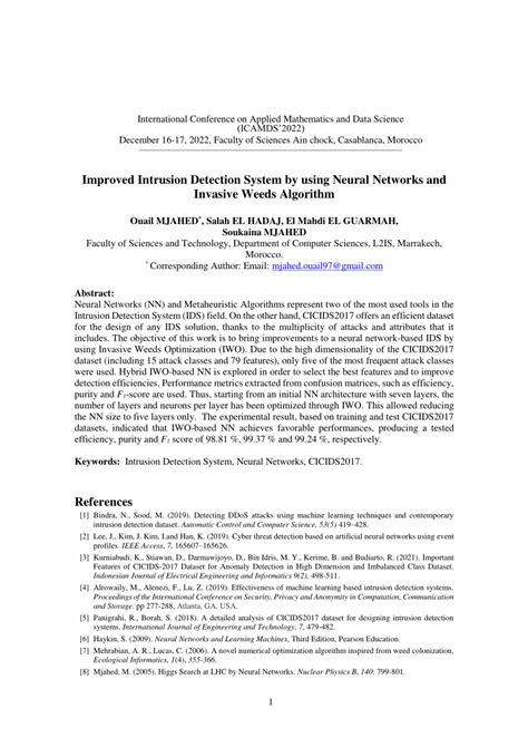 pdf improved intrusion detection system by using neural networks and