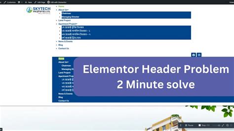 Elementor Header Problem Solve In 2 Minute Youtube