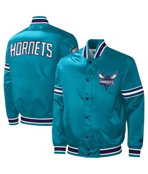 Starter Varsity Full Snap Charlotte Hornets Slider Teal Satin Jacket