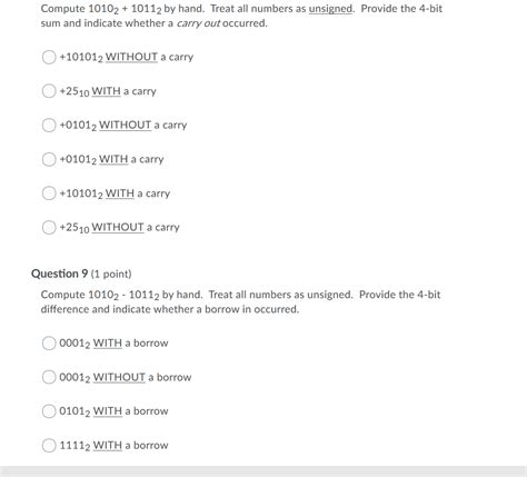 Solved Compute 10102 10112 By Hand Treat All Numbers As