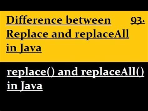 Difference between Replace and replaceAll in Java - YouTube
