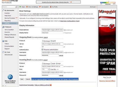 setting up email settings in beta 3 - Beta - Spiceworks Community