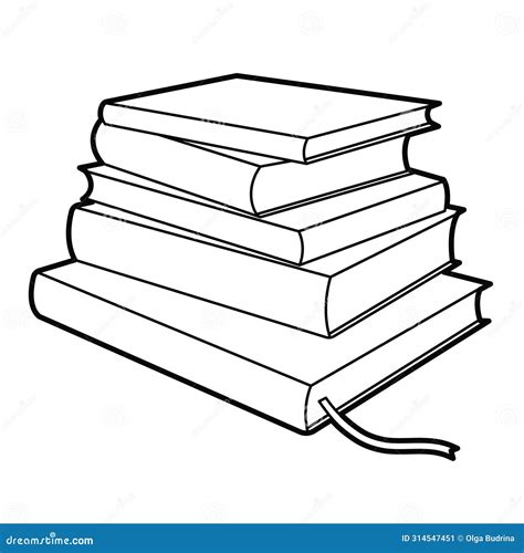 Stack Of Books School Education Pile Of 5 Books Outline Illustration On White Background