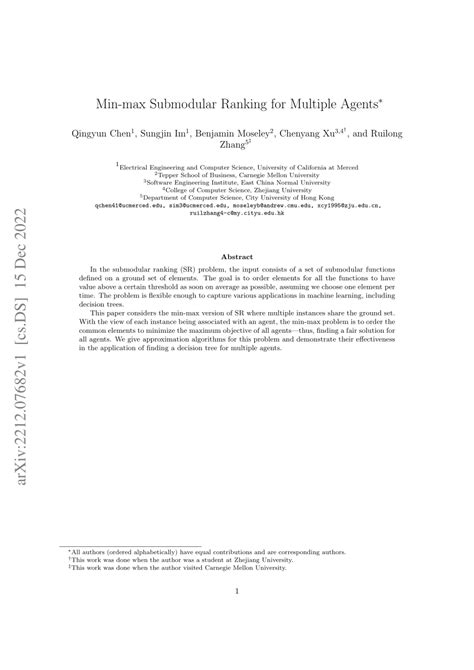 PDF Min Max Submodular Ranking For Multiple Agents