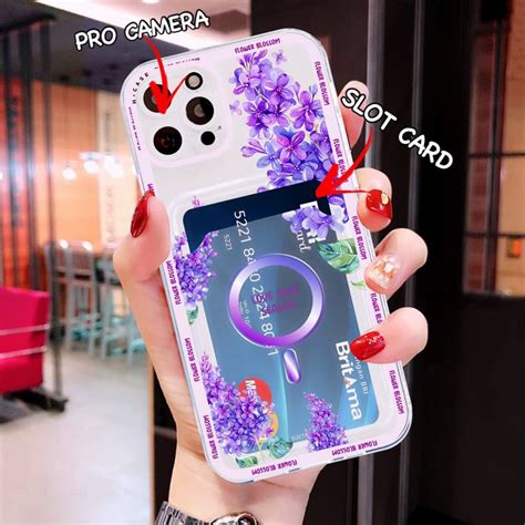 SOFTCASE SLOT CARD FLOWER DESAIN MAGSAFE PC Qeong