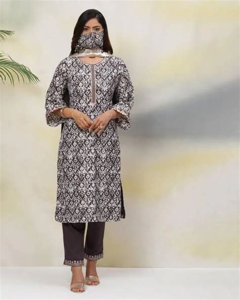 Buy Floral Print Straight Kurta With Pants And Dupatta Online At Best