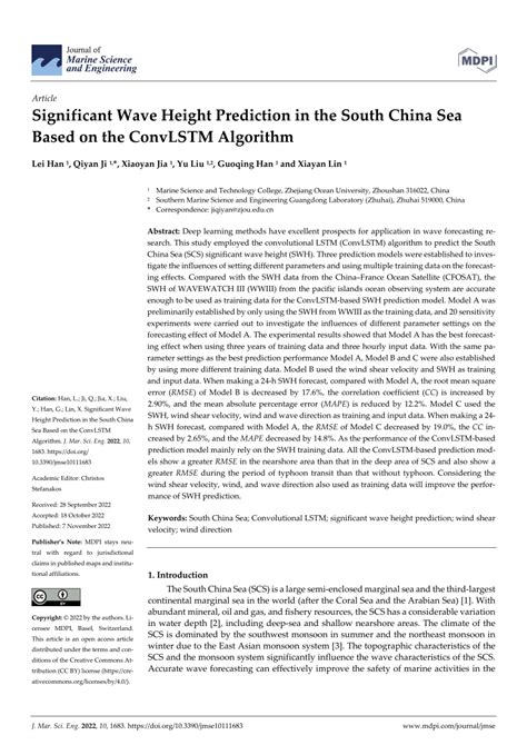 Pdf Significant Wave Height Prediction In The South China Sea Based