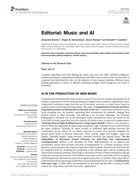 Pdf Editorial Music And Ai