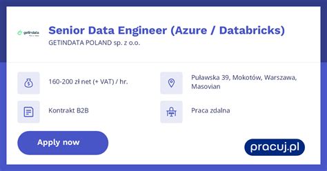 Oferta Pracy Senior Data Engineer Azure Databricks Getindata Poland Sp Z Oo Warszawa