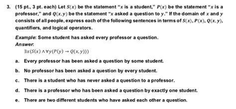 Solved 3 15 Pt 3 Pt Each Let S X Be The Statement X Chegg Com