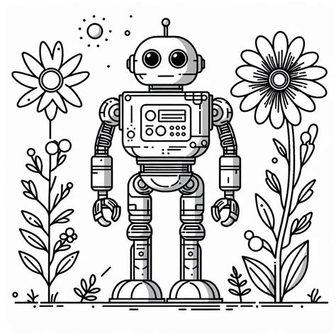 Kleurplaat Robot Voor Kinderen Schattig