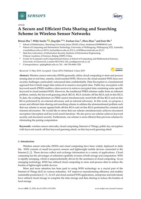 Pdf A Secure And Efficient Data Sharing And Searching Scheme In Wireless Sensor Networks