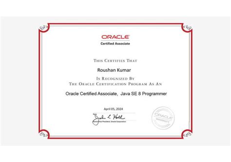 Roushan Kumar Java Oracle Certificate Ppt