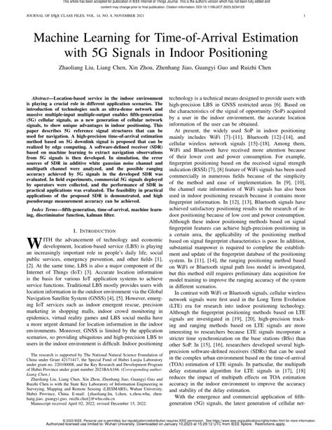 Pdf Machine Learning For Time Of Arrival Estimation With 5g Signals