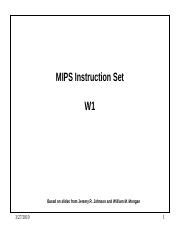 Mips Instruction Pdf MIPS Instruction Set W Based On Slides From Jeremy R Johnson And