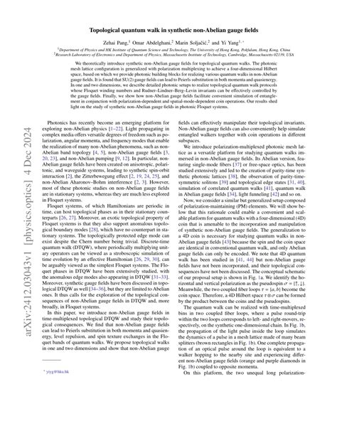 Pdf Topological Quantum Walk In Synthetic Non Abelian Gauge Fields