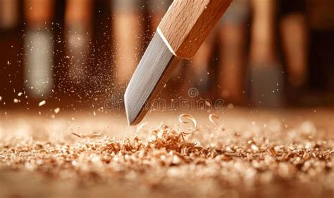 A Sharp Chisel Cuts Into Wood Creating Beautiful Shavings Showcasing
