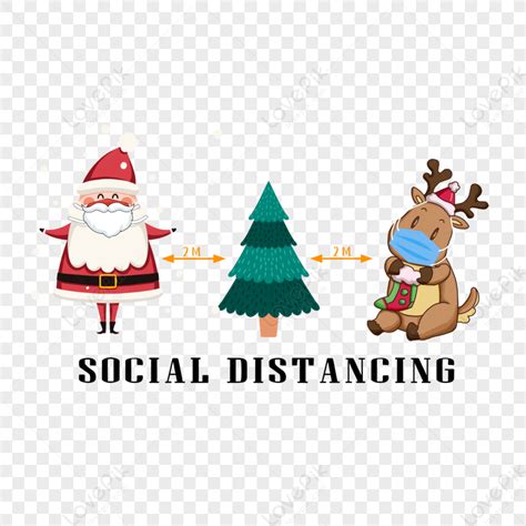 산타 클로스와 사슴 크리스마스 사회적 분리 전염병 일러스트 소나무 일러스트 사회적 거리 일러스트 Png 일러스트 무료 다운로드 Lovepik