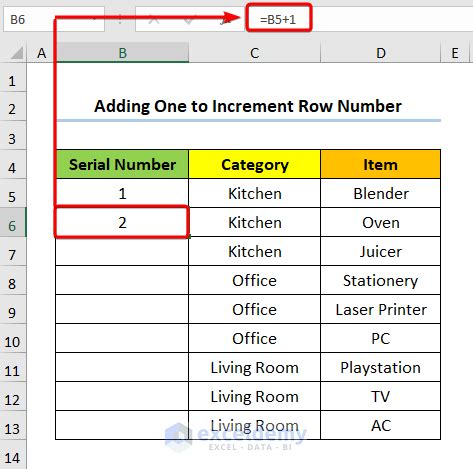 How To Increment The Row Number In An Excel Formula Methods
