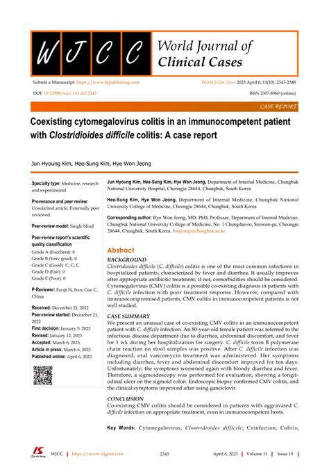 Pdf Coexisting Cytomegalovirus Colitis In An Immunocompetent Patient