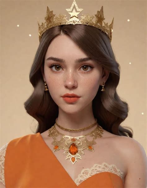 A Model With A Crown And Gold Crown On Her Head Premium Ai Generated Image