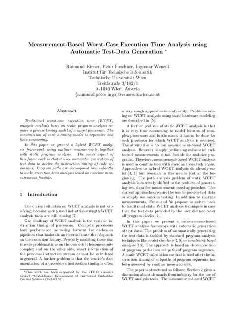 Pdf Measurement Based Worst Case Execution Time Analysis Using