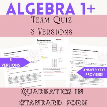 Graphing Quadratics In Standard Form Team Quizzes Graph Analysis